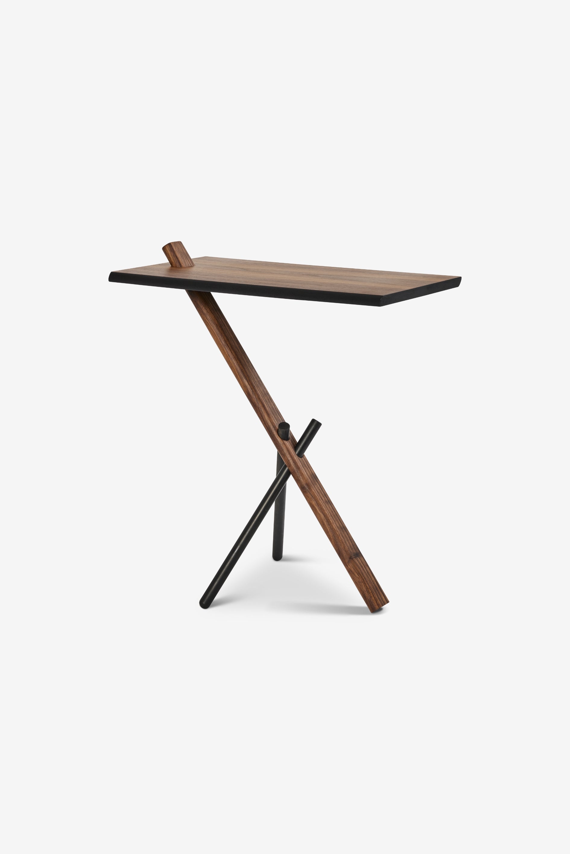 Side Table JN05 in Walnut - Adjustable from 30 cm to 53 cm in height.